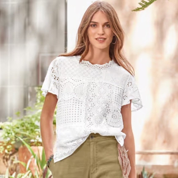 Sundance | Tops | Sundance Nova Dreamer Top White Eyelet Patchwork ...